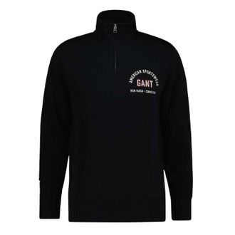 GANT Sweatshirt f&uuml;r Herren, mit kurzem Rei&szlig;verschluss, Fleece (Schwarz)