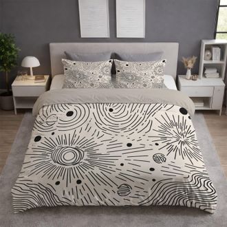 Generic Bettw&auml;sche 135 x 200 cm Bettw&auml;sche Set Bettbezug Set Weich Microfaser Bettbez&uuml;ge weich & b&uuml;gelfrei Vintage Schlicht Linien Mikrofaser Mit Rei&szlig;verschlu