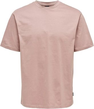 Only & Sons Entspanntes T-Shirt mit kurzen &Auml;rmeln - - Tops - Herren - Rosa - XL