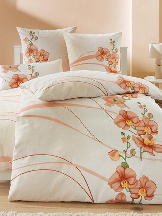 Webschatz Bettw&auml;sche-Set Laura Terra, Biber 80x80, 135x200 cm