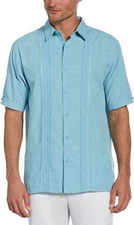 Cubavera Chambray Pintuck Chemise &agrave; Manches Courtes pour Homme - Bleu - Taille L