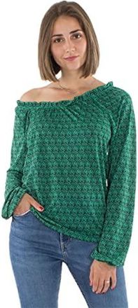 Coline Blouse Femme Encolure Large Manches Longues - Couleur : Vert - Taille : L