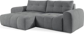Konsimo Ecksofa RAVIA mit Schlaffunktion, Modern-Stil, Premiumqualit&auml;t aus EU, kompakte Gr&ouml;&szlig;e, Boucl&eacute;-Stoff, ausziehbare Liegefl&auml;che (193x150 cm) (dunkelgrau,