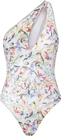 Missoni Femme, Maillots de bain, Blanc, Taille: 38 FR Maillot de bain une-&eacute;paule en tulle imprim&eacute;