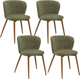 IDMarket Set Di 4 Sedie Da Pranzo Paulie In Tessuto Ciniglia Kaki Con Gambe In Noce
