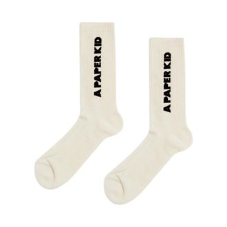 A Paper Kid Homme, Sous-v&ecirc;tements, Blanc, Taille: ONE Size Calze In Cotone Logo