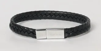 Paul Smith Bracelet en cuir tress&eacute; avec fermoir magn&eacute;tique et logo grav&eacute;