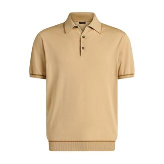 Kiton Baumwollstrick-Polohemd mit kurzen &Auml;rmeln - - Tops - Herren - Beige - S