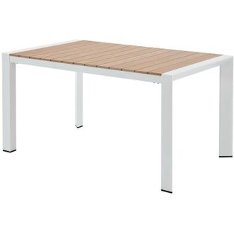 Vente-Unique Table de jardin en aluminium L.150 cm - Naturel clair et blanc - NYROS de MYLIA