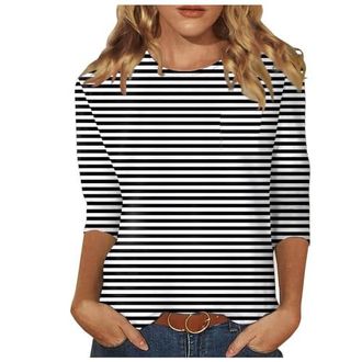 Generic T-shirt femme manches 3/4 &eacute;t&eacute; d&eacute;contract&eacute; polyvalent normal simple imprim&eacute; col rond chemise d&eacute;contract&eacute;e, gris fonc&eacute;, XXL