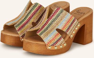 È Mia È Mia Plateau-Mules Mit Nieten beige