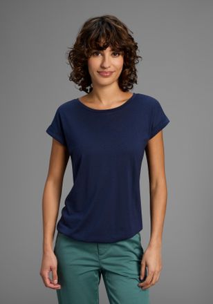 Flashlights T-Shirt FLASHLIGHTS, Damen, Gr. 36/38, blau (marine), Single Jersey, Obermaterial: 50% Baumwolle, 50% Modal, unifarben, Basic, figurbetont h&uuml;ftlang, R