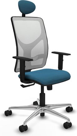 Piqueras y Crespo Stuhl mit Lendenlehne, mit 1D-Armlehnen und festem Kopfteil, ausgestattet mit Sincro 3 Positionen und Schneideschaum, mit Rollen von 65 mm, Nylon, Wei