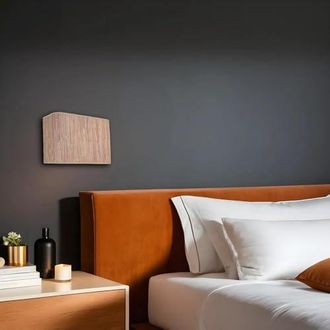 Opviq Stylish Wall Lamp with Metal Body & Bamboo Cap, 20 cm Height, 30 cm Length, E27 Socket, 40W Max, Wooden Color | Perfect for Modern Decor