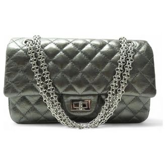 Chanel Crossbody Bags - CHANEL 2.55 MEDIUM QUILTED LEDER SILBERNE SCHULTER - Gr. unisize - in Silber - f&uuml;r Damen