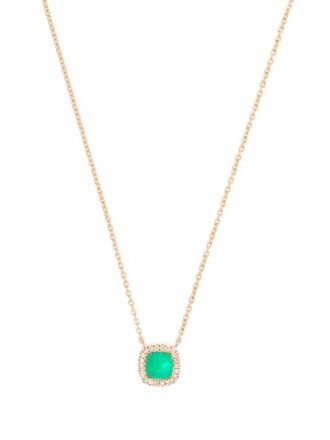 Tirisi collier Milano en or rose 18ct &agrave; pendentif &agrave; diamants et &eacute;meraudes