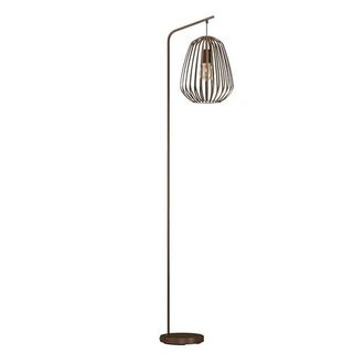 Eglo Stehlampe Espinal, Lampe Wohnzimmer mit Draht-Lampenschirm, Standleuchte aus Metall in Bronze, 139,5 cm