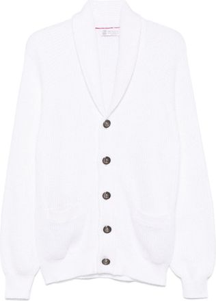 Brunello Cucinelli cardigan à design nervuré - Blanc