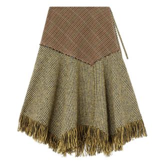 Ganni Jupe en carreaux patchwork - Femme - Jupes - Brun - Taille: 36 FR