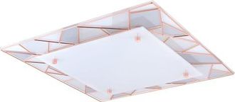 Eglo LED Deckenlampe Pancento 1, Deckenleuchte, Stahl in Kupfer, Glas satiniert in Weiss, grau warmweiß