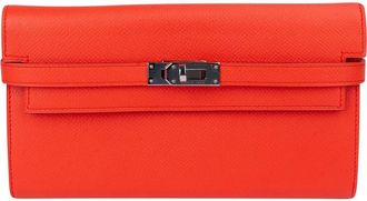 Herm&egrave;s Portemonnaie - Hermes Orange Epsom Leather Kelly Wallet - Gr. unisize - in Orange - f&uuml;r Damen