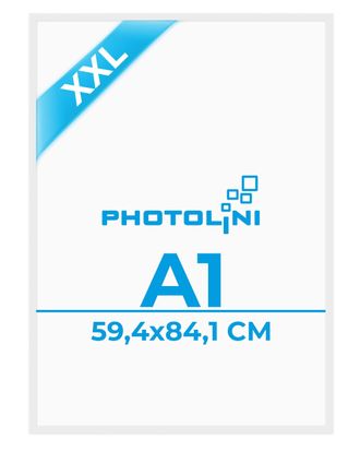 Photolini Bilderrahmen A1 Holz MDF, DIN A1 Bilderrahmen Wei&szlig;, Poster Rahmen 59,4x84,1 cm, Posterrahmen 60x84 mit bruchsicherem Acrylglas, zum Aufh&auml;ngen & Zubeh&ouml;