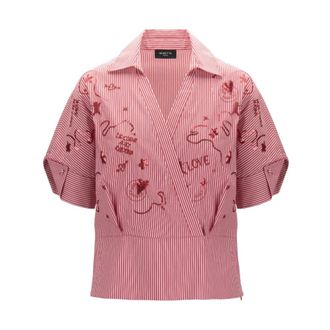 Nenette Chemise ray&eacute;e &agrave; strass - Femme - Blouses et Chemises - Rouge - Taille: 42 FR
