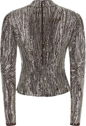 Paco Rabanne Sequin-Embroidered Blouse - Brown