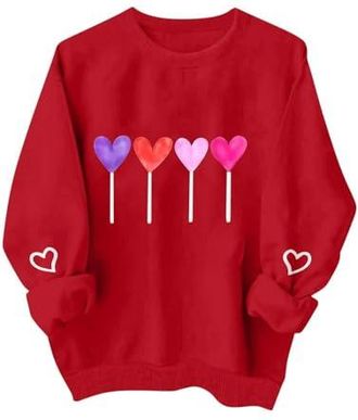 Generic Coll&egrave;ge Adolescentes Filles Motif Coeur D&eacute;contract&eacute; Graphique Chemisier Oversize Manches Longues Hauts Grande Taille Sweat-shirt Col Rond Gilets Homme
