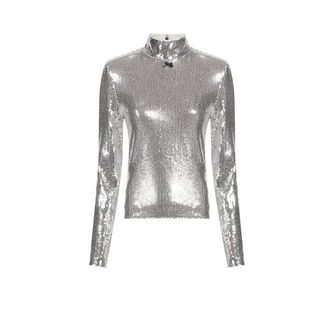 Rotate Hochgeschlossenes Pailletten-Top Rotate in Silber