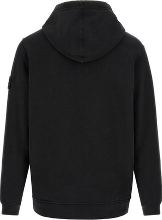 Stone Island Cotton with Removable Logo Badge Hoodie - Black