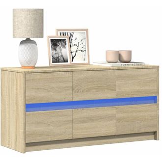 vidaXL Meuble tv avec led ch&ecirc;ne sonoma 100x34x50 cm bois ding&eacute;nierie Vidaxl