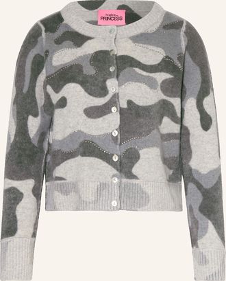 Frog Box Frogbox Strickjacke Mit Schmucksteinen grau