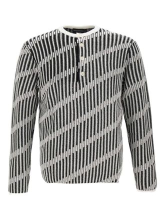 Emporio Armani Jacquard-Pullover mit Knopfverschluss - Weiß