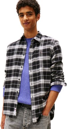 Tommy Jeans Herren Hemd Flannel Check Regular Fit, Mehrfarbig (Black/Big Check), XXL