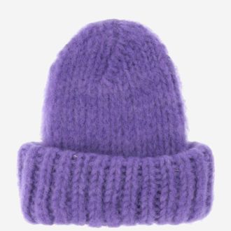 Myssyfarmi Womens Handmade Wool Beanie Purple Hat