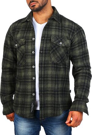 Carisma Herren warmes Flanell Holzfäller Karo Hemd Dicke weiche Qualität Regular fit kariert 8615, Grösse:4XL, Farbe:Khaki (8517)