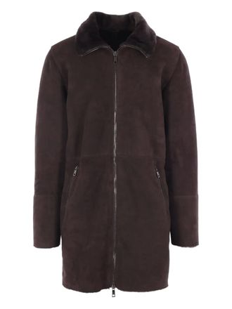Giorgio Brato manteau zipp&eacute; &agrave; manches crop - Marron