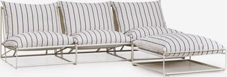 Sklum Amaro 3-teiliges modulares Gartensofa und umwandelbarer Ottoman Braun Tapioca - Dunkelblau - Sklum