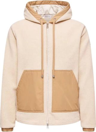 Moncler Homme, Vestes, Beige, Taille: L Teddy Zip-Up Sweat &agrave; capuche