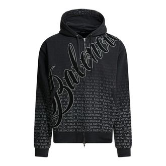 Balenciaga Big B Oversized Zip-Up Hoodie - - Sweatshirts & Hoodies - Herren - Schwarzk - XS