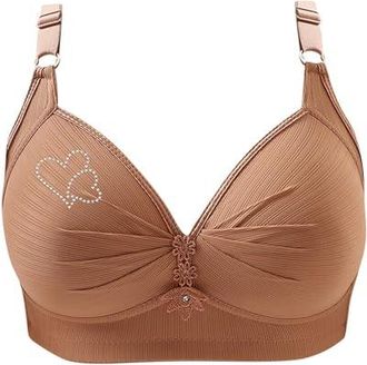 Generic Uwdiohq Soutien Gorge Dos Nu, Soutien Gorge sans Armature Confortable Extension 4 Crochets Souple Brassiere Dentelle Jaune Rouge Femme Course A Pied S