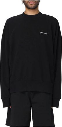 Palm Angels Homme, Sweatshirts et sweats à capuche, Noir, Taille: L SweaT-shirt en Coton à Col Rond Brodé