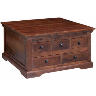 Massivmoebel24 Table basse 90x90 Acacia laqué Nougat oxford 320