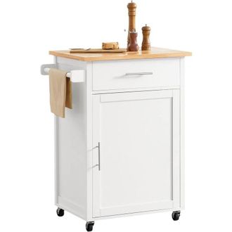 SoBuy Sobuy - Desserte de cuisine FKW102WN avec plan de travail - Bois MDF E1 - Dimensions 68x90x46cm - Charge maximale 45kg - 4 roues dont 2 avec freins