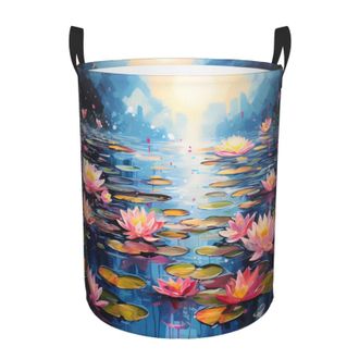 Generic Wundersch&ouml;ne Seerosen Korb Aufbewahrung Rund W&auml;schek&ouml;rbe Mit Henkel W&auml;schebeh&auml;lter F&uuml;r Kuscheltier W&auml;schekammer Kleidung