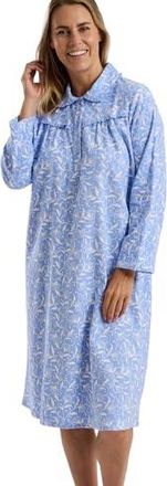 Marlon Womens Candace Length Brushed Cotton Printed Peter Pan Collar Nightgown Chemise de Nuit, Pretty Blue 45, 48-50 Femme