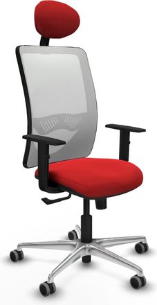 Piqueras y Crespo B&uuml;rostuhl Zulema mit 1D-Armen, h&ouml;henverstellbarer Lendenwirbelst&uuml;tze und festem Kopfteil, ausgestattet mit 3 Positionen und Schneideschaum, Wei&szlig;/Rot