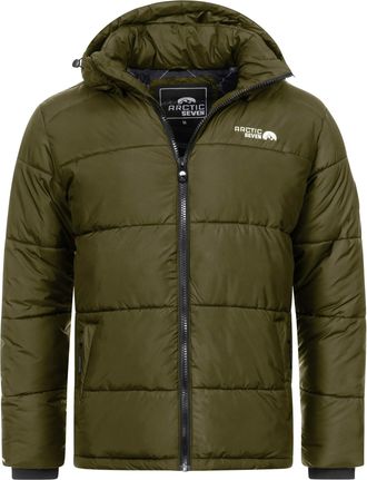 Arctic Seven Herren Winter Stepp Jacke gesteppte Winterjacke warm Kapuze AS-333 [AS-333-Dark-Olive-Gr.3XL]