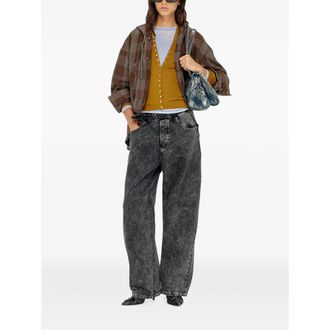 Diesel Denim-Effect Stretch Cotton Sweatpants - Gray